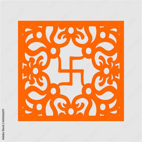 Vector Om Jaali With A Square For Mandir Decoration For Cnc Cutting Swastika Ganesh Deep With