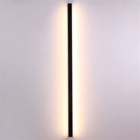 Black Linear Wall Lighting Fixture Simplicity Style Led Metal Wall
