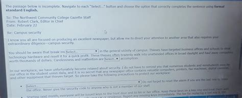 Solved The Passage Below Is Incomplete Navigate To Each