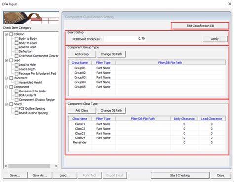 Component Classification Setting