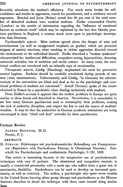 German Review American Journal Of Psychotherapy