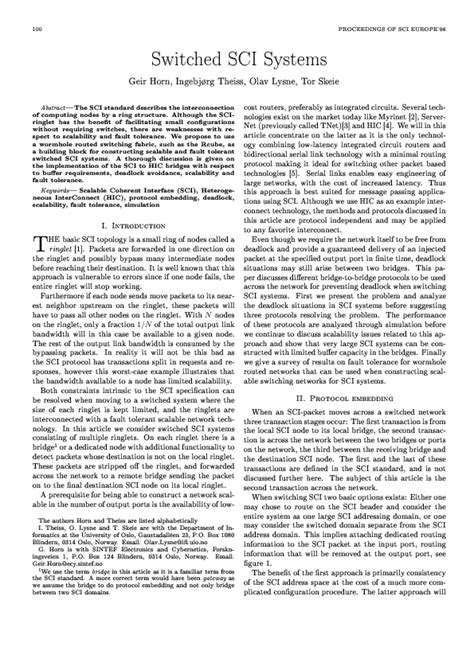 Pdf Interconnecting Computing With Switched Sci