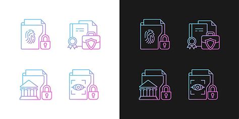 Collection Of Gradient Icons For Personal Sensitive Data In Dark And Light Modes Vector Theme