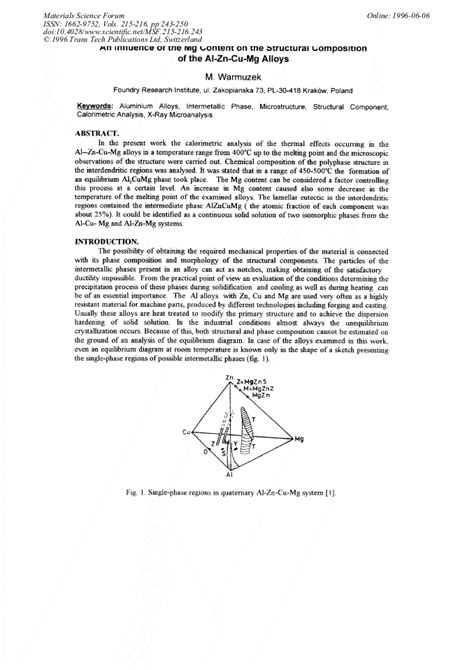 An Influence Of The Mg Content On The Structural Composition Of The Al