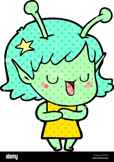 Happy Alien Girl Cartoon Stock Vector Image And Art Alamy