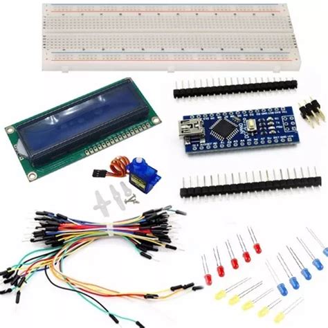Kit Arduino Nano Servo Lcd Proto Cable Leds Atmega Kit