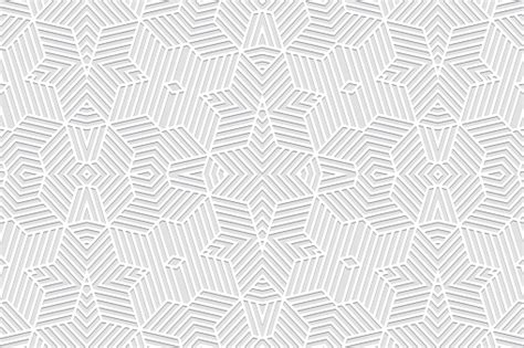 엠보싱 창조적 인 흰색 배경 민족 커버 디자인 기하학적 모양 선 줄무늬의 3d 패턴 아르 데코 스타일 동양 아시아 인도 멕시코의 민속 전통 장식품 0명에 대한 스톡 벡터