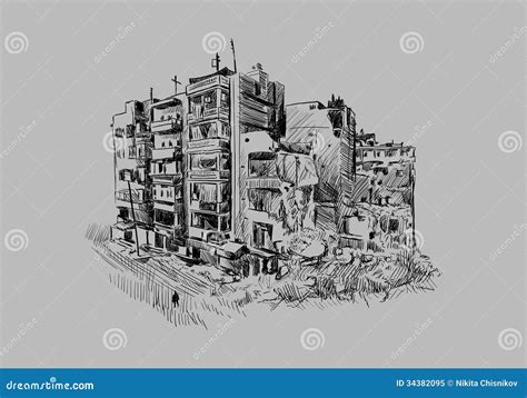 Edificio Destruido Ilustración Del Vector Ilustración De Seguro 34382095