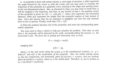 Solved A Projectile Is Fired With Initial Velocity Vo And Chegg