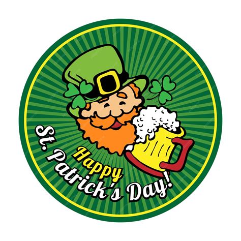 Premium Vector Leprechaun In Green Cap And Ginger Beard And Beer With