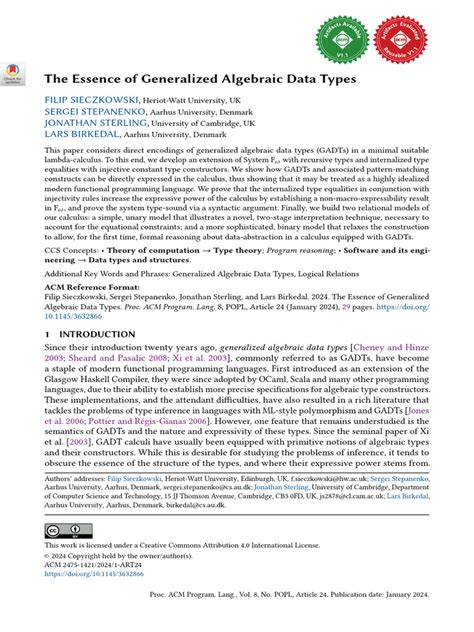 The Essence Of Generalized Algebraic Data Types Pdf Theoretical