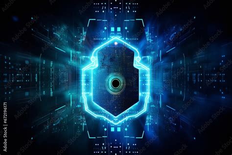 Cyber Security Lock Symbol With Lines And Triangles Cyber Security