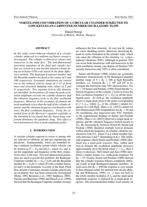 Pdf Vortex Induced Vibration Of A Circular Cylinder Subjected To Low Keulegan Carpenter Number