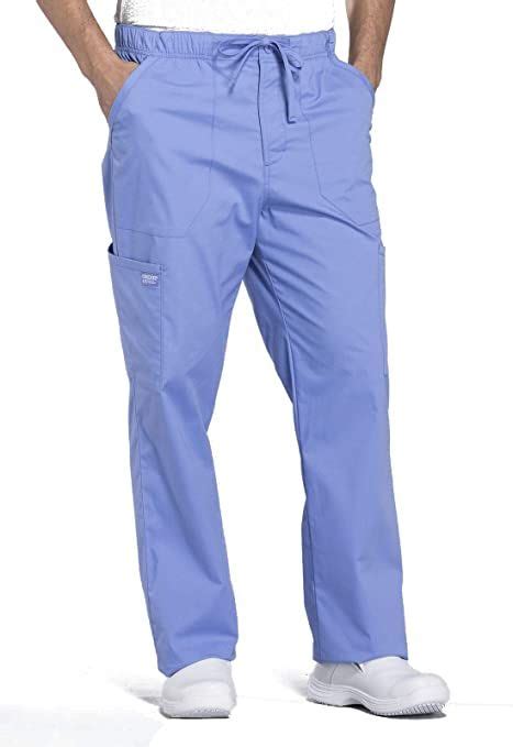 Cherokee Mens Scrub Pants Tapered Leg With Elastic Waistband Zip Fly