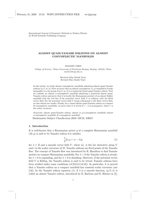 Pdf Almost Quasi Yamabe Solitons On Almost Cosymplectic Manifolds
