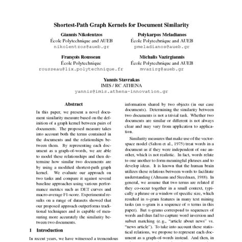 Shortest Path Graph Kernels For Document Similarity Acl Anthology