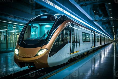 AI Generated Efficient Transportation Sleek Train Displays Modern Design In Subway Station