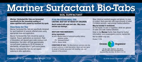 Mariner Surfactant Bio Tabs Ocean Organics Golf Biostimulants