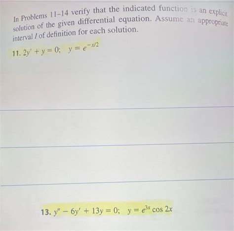 Solved In Problems 11 14 Verify That The Indicated Function