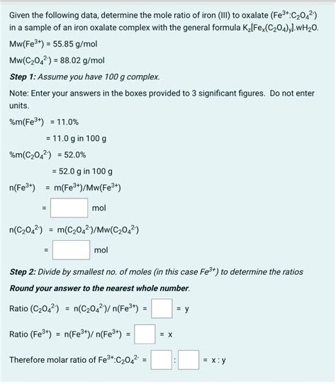 Solved Given The Following Data Determine The Mole Ratio Of