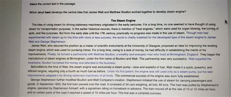 Solved Select The Correct Text In The Passage Which Detail Best Develops The Central Idea That