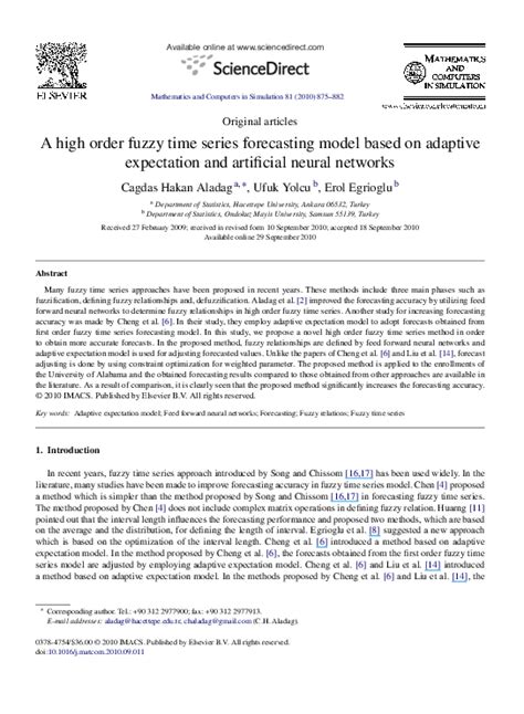 Pdf A High Order Fuzzy Time Series Forecasting Model Based On