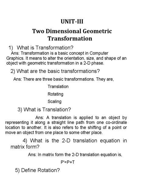 Cg Questions Pdf 2 D Computer Graphics Matrix Mathematics