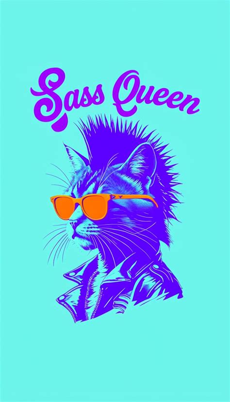 Punk Rock Sass Queen Cat Illustration T Shirt Playground