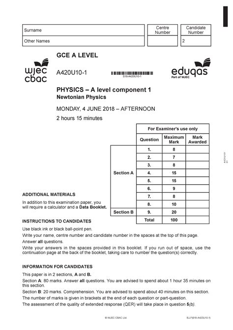 S18 8421 01 Physics Lecture Notes And Practice Material And Exam Assignments A 4 2 0 U 1 0