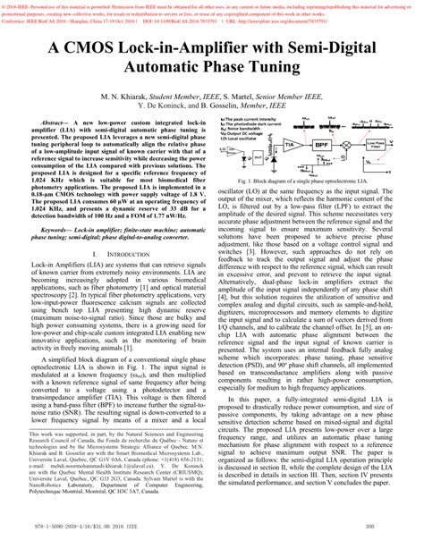 Pdf A Cmos Lock In Amplifier With Semi Digital Automatic Phase Tuning