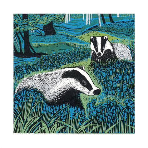 Lindsay Perrett Badgers And Bluebells Single Card