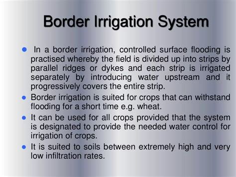 2 Surface Irrigation Methods Border Irrigation A Lecture By Mr Allah