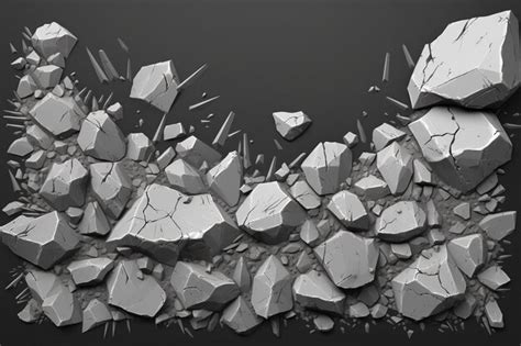 Premium Ai Image Solid Particles Fragments Gaps Split Cavity Groove Track On Sharp Stones
