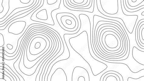 Abstract Animated Outline Topographic Map Moving Waves On White