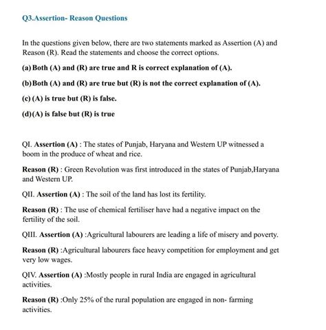q3 assertion reason questions in the questions given below there are