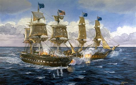 Man O War Ship Wallpaper Ölgemälde Seeschlacht Von Trafalgar Nelsons