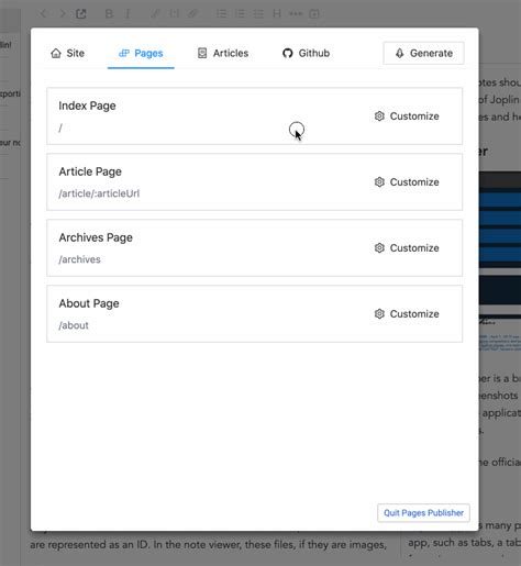Joplin Plugins Pages Publisher