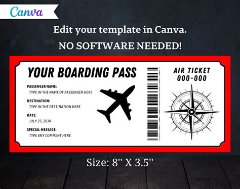 Editable Boarding Pass Printable Boarding Pass Template Etsy