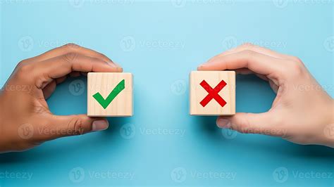 Right Versus Wrong Choice Concept With Tick And Cross Block Selection