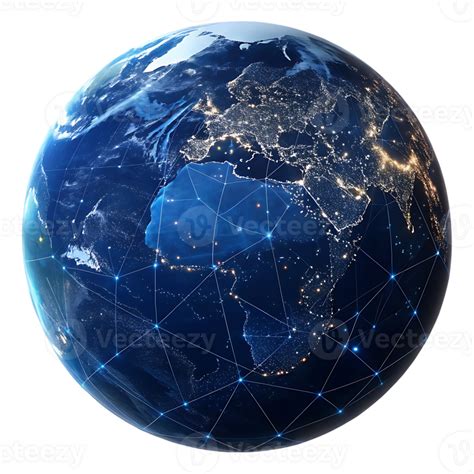 Global Network Connection Digital Earth At Night 58685563 Png