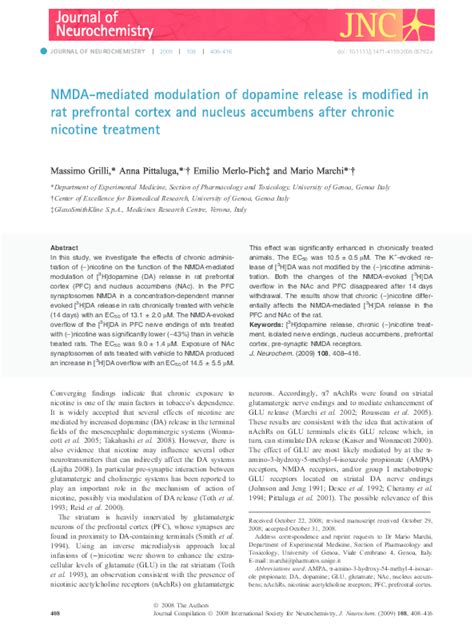 Pdf Nmda Mediated Modulation Of Dopamine Release Is Modified In Rat Prefrontal Cortex And