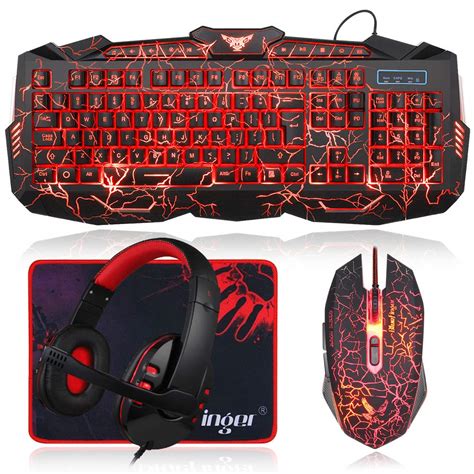 Mua Bluefinger Gaming Keyboard Mouse Headset Combo Usb Wired Crack Backlit Keyboard 114 Keys