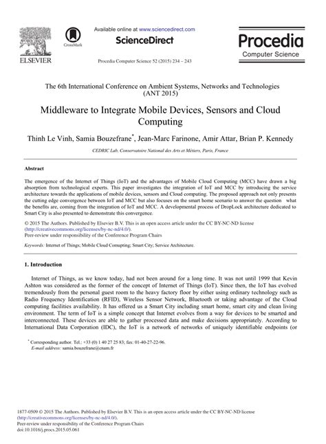 Pdf Middleware To Integrate Mobile Devices Sensors And Cloud Computing