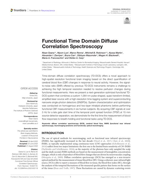 Pdf Functional Time Domain Diffuse Correlation Spectroscopy