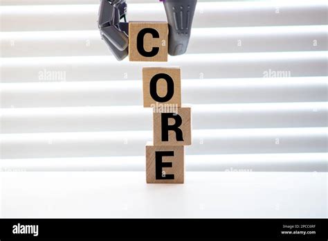 Core Values Symbol Concept Words Core Values On Wooden Blocks On A Beautiful Canvas Table