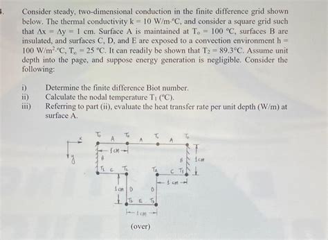 Solved Consider Steady Two Dimensional Conduction In The