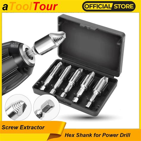 Damaged Screw Extractor Drill Bit Set Strip Broken Head Extract Bolt Tap Remover Extractor ...