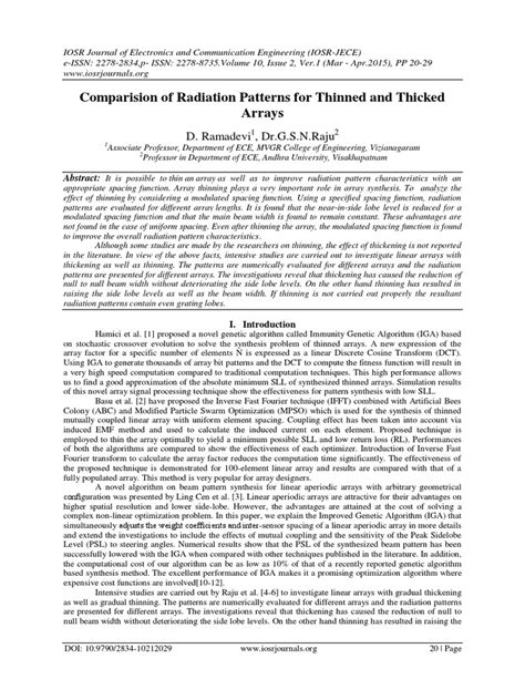 pdf comparision of radiation patterns for thinned and thicked arrays