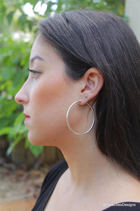 Silver Hoop Earrings Large Hoop Earrings Silver Hoops Big Thick