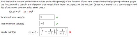 Solved Find The Local Maximum And Minimum Values And Saddle